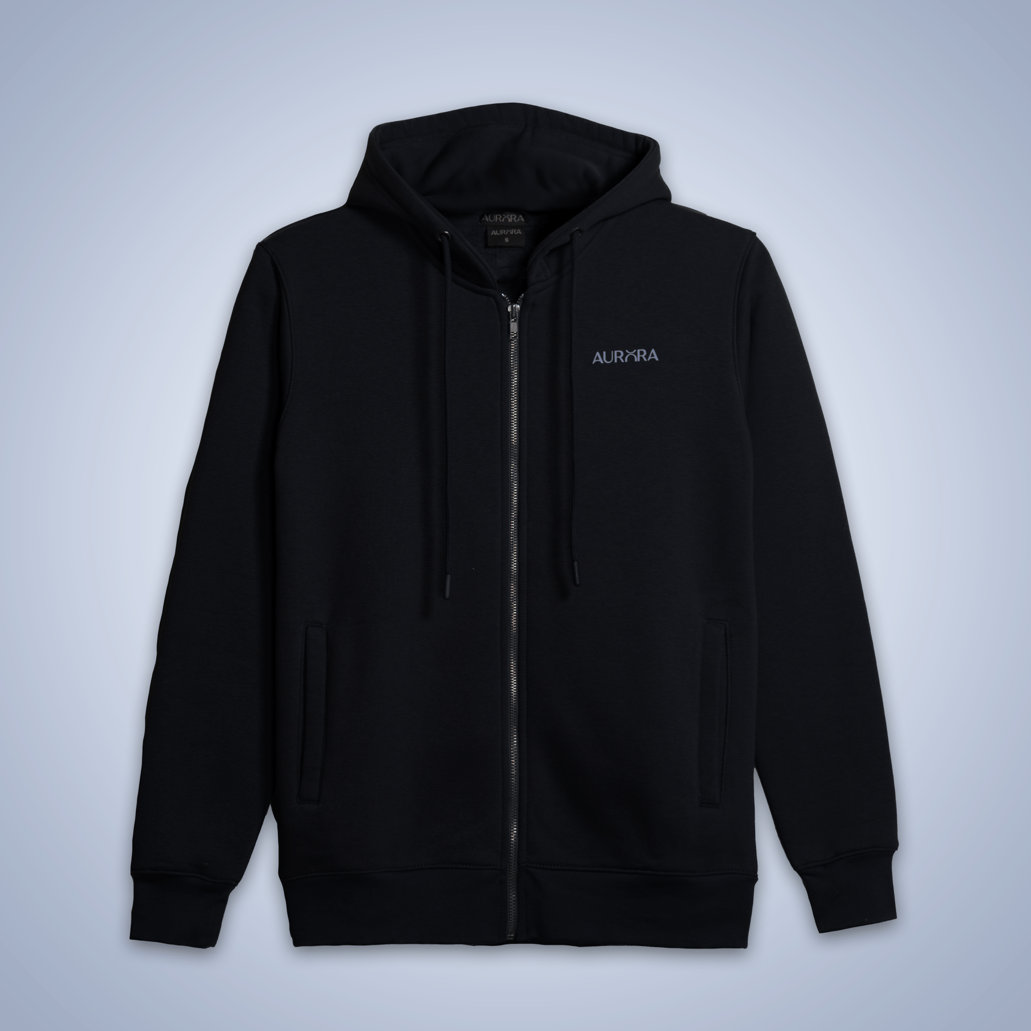 Black Zipper Fleece Hoodie – Aurorafitsofficial
